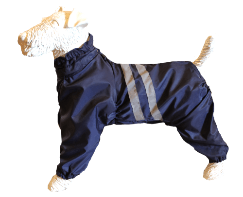 Комбинезон-дождевик для американского кокер-спаниеля кобеля, повышенной прочности, со светоотражающими полосами, цвет темно-синий