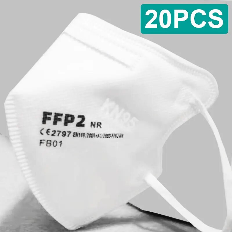 Детская маска FFP2 для рта KN95, маска для лица FFP2, детская маска KN95, Детские 20PCS White Kid