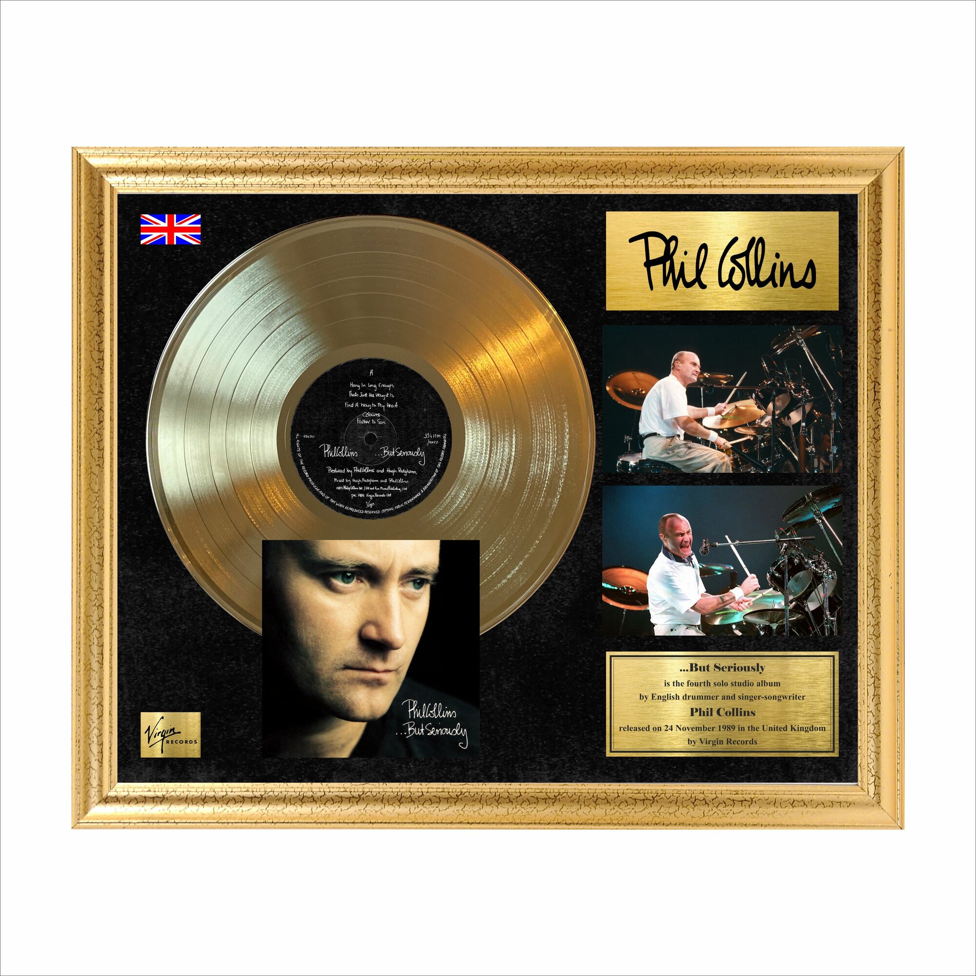 Золотой диск Phil Collins в рамке