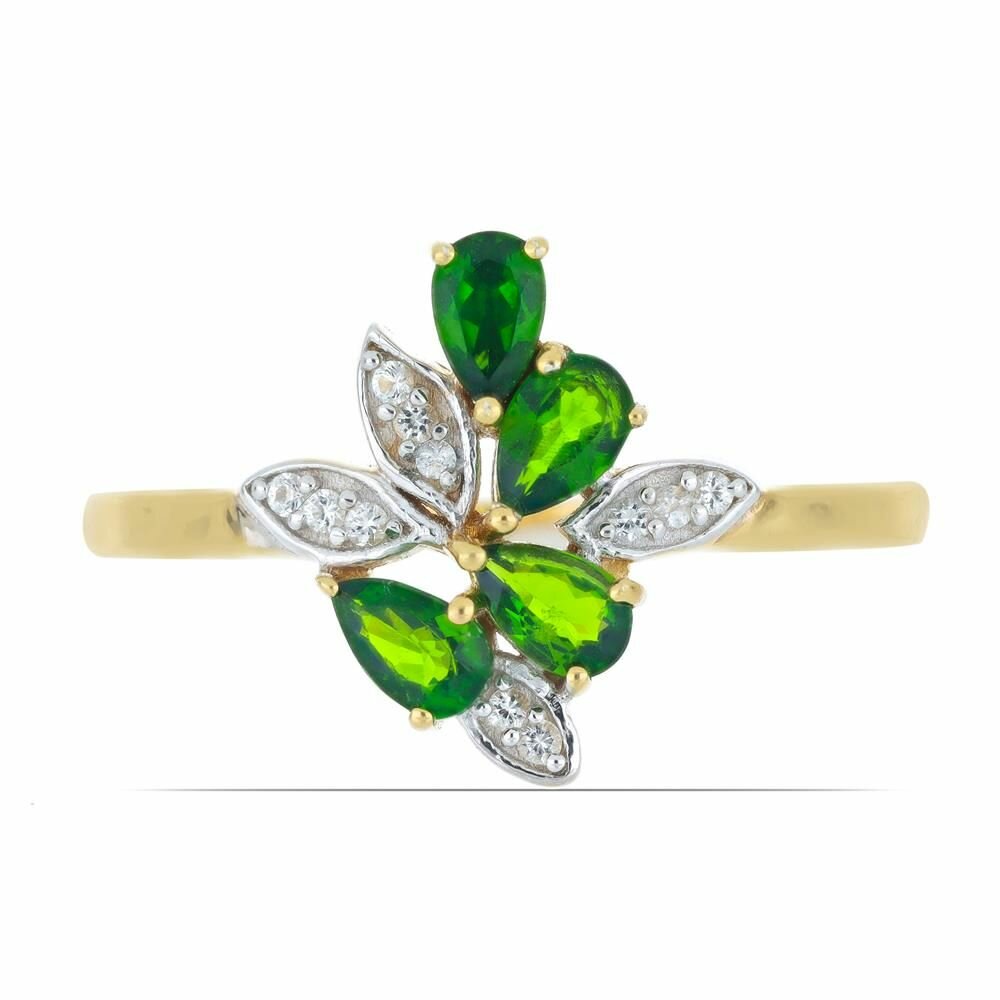 Кольцо, серебро, 925 проба, топаз, хромдиопсид