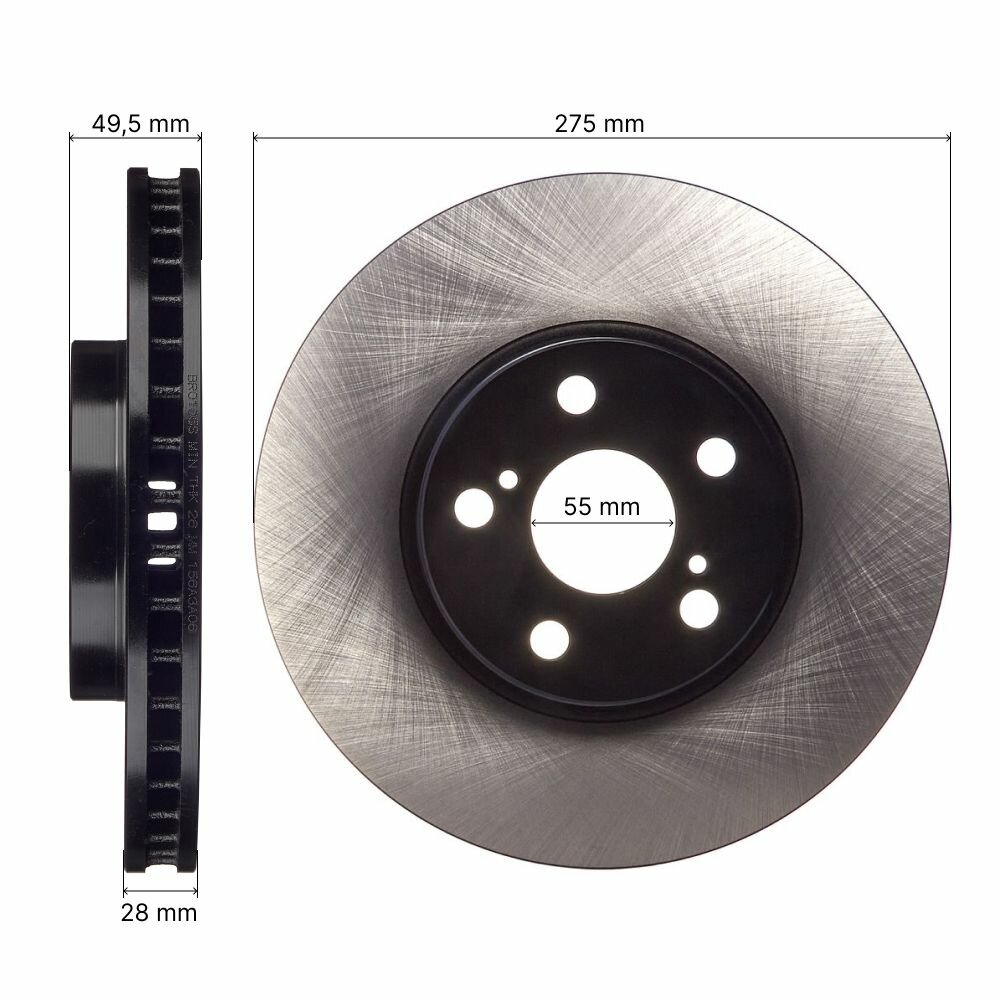 Диск тормозной передний TOYOTA Avensis 1997 - 2003 / TOYOTA CALDINA 2000 - 2002 / TOYOTA CARINA 1996 - 2001 / TOYOTA Wish 2003 - 2017; AVANTECH BR0105S — фото 1