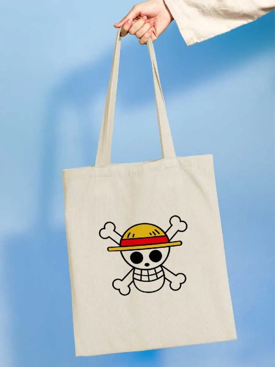Сумка шоппер  Сумка на плечо шоппер холщевая с принтом аниме Ван Пис Луффи