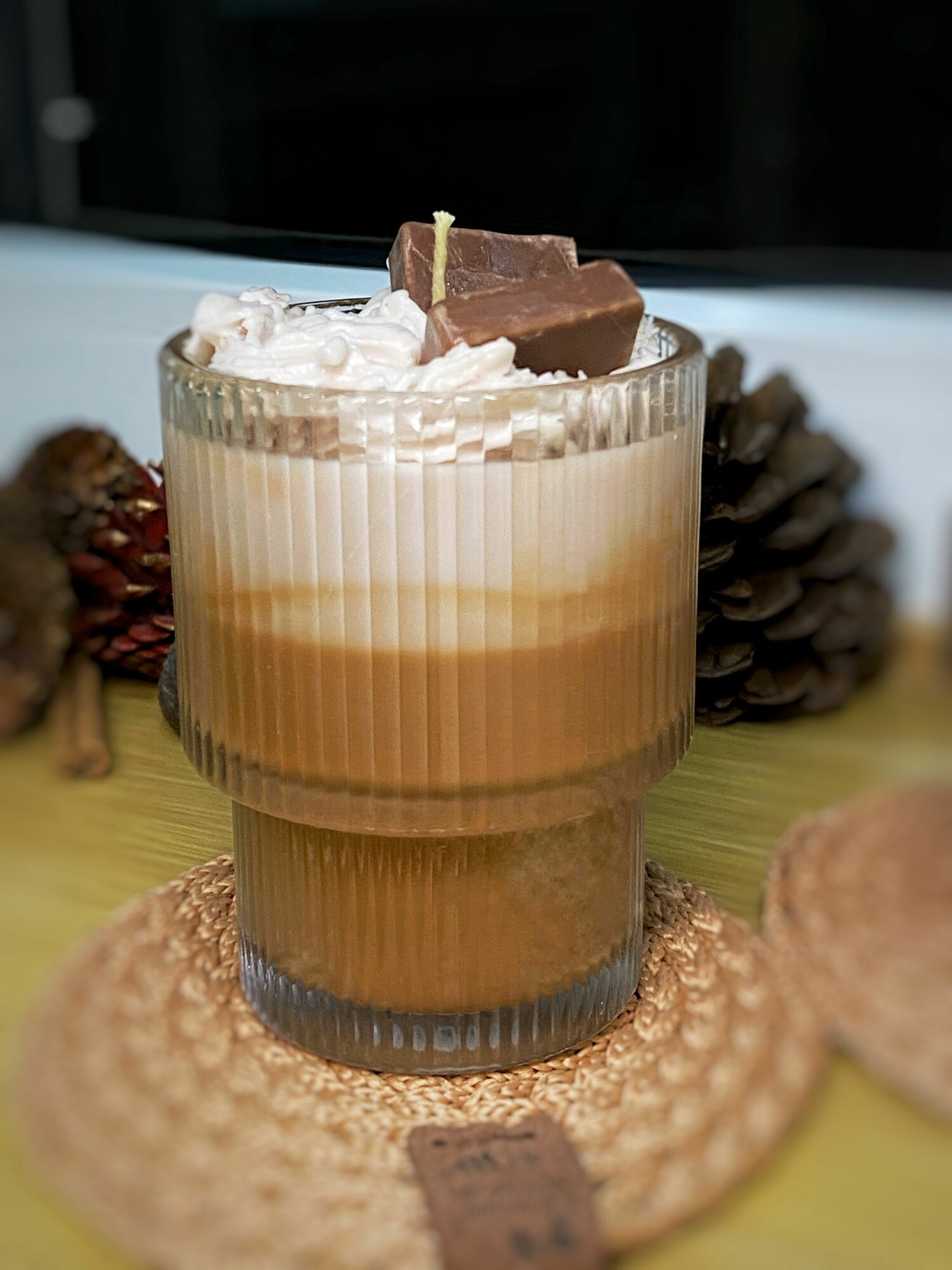 Свеча "Кофешоп" в стакане, ручная работа, 190мл, соевый воск