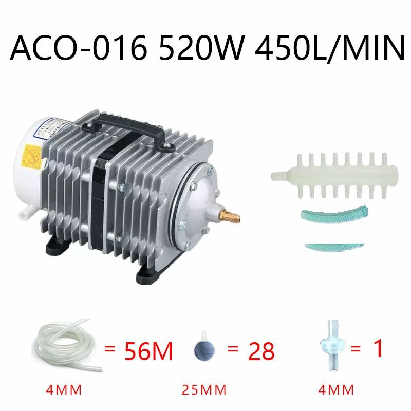 Воздушный компрессор SUNSUN, насос для насыщения кислородом аквариума ACO-016 мощностью 520 Вт 450 л/мин, шунт на 28 отверстий, включая аксессуары