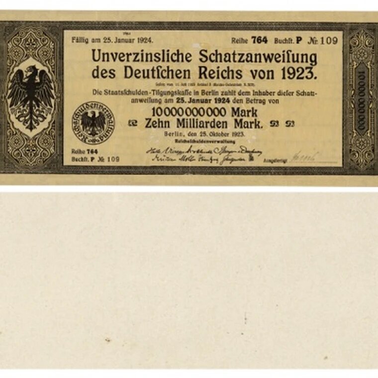 Германия 10 миллиардов марок 1923 казначейское обязательство, сувенирная копия, банкноты и купюры редкие коллекционные