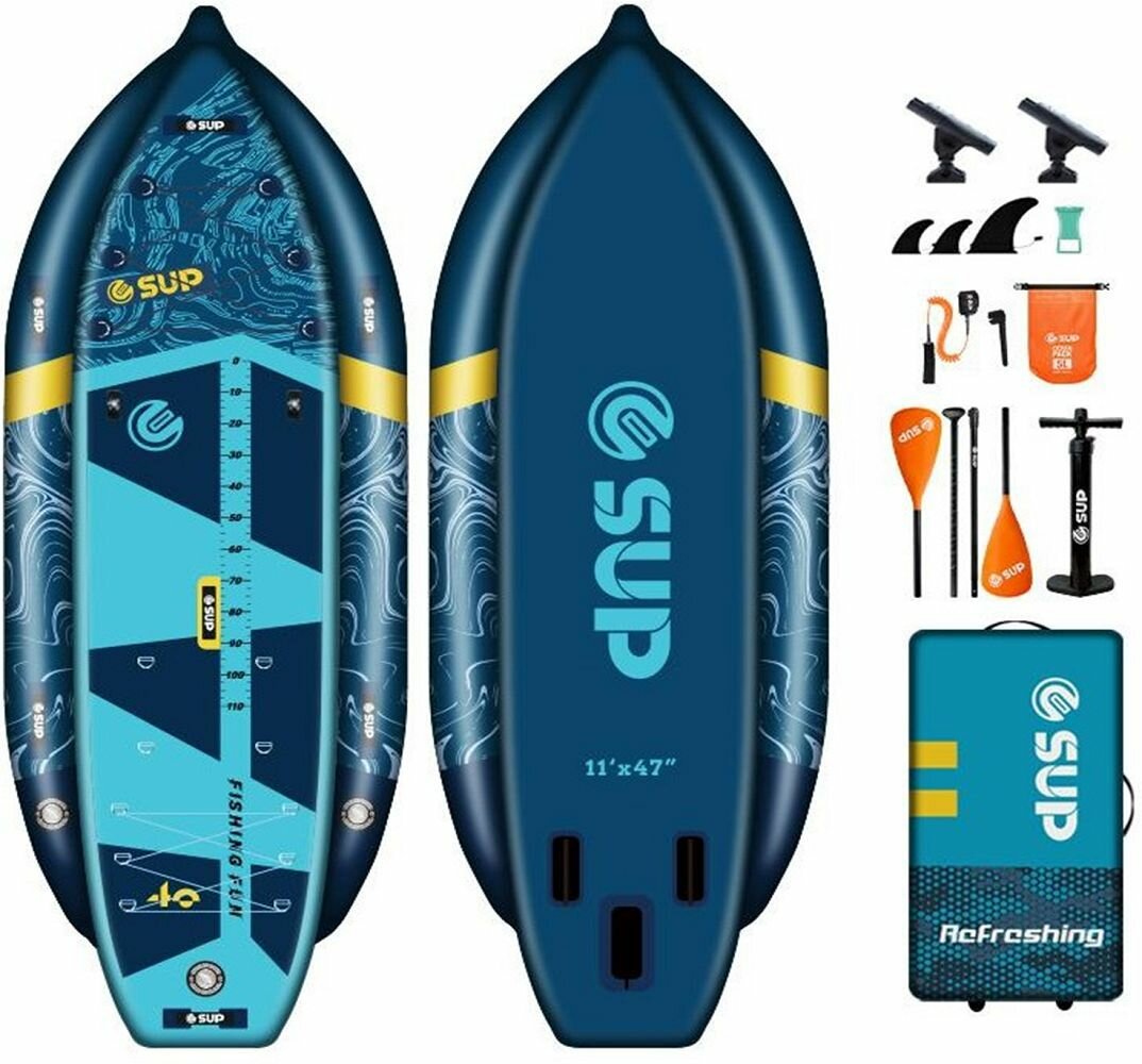 Надувной каяк SUP 2 в 1 E-SUP TRANQUIL 11' FISHING KAYAK, 335х119х20 см, до 270 кг, комплект