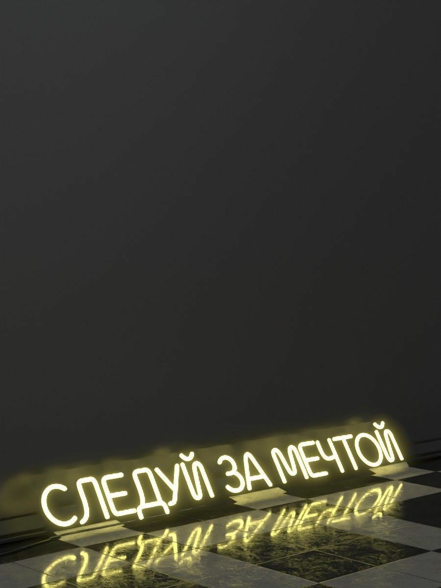 Неоновая лампа Следуй за мечтой / надпись из неона / Размеры: 800х100 мм