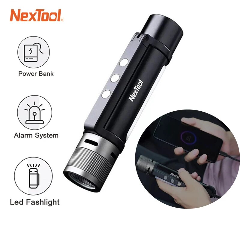 Ультраяркий Водонепроницаемый Портативный Аварийный Фонарь NexTool 6-в-1 С LED-подсветкой