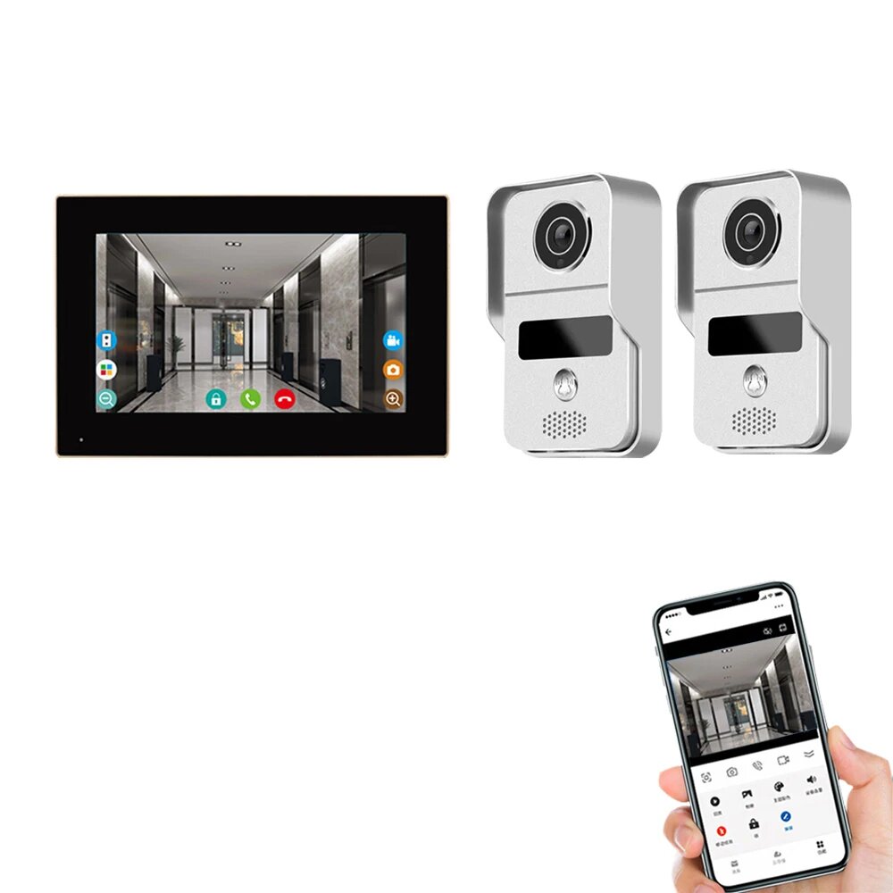 Видеодомофон Asia-Teco 7 дюймов 1080P WIRED 2 to 1 doorphone