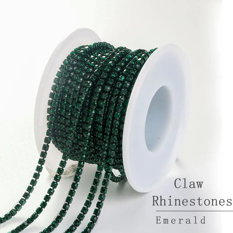 Изумрудная стразовая цепочка XIAOPU, 1 Yard, SS6 2mm