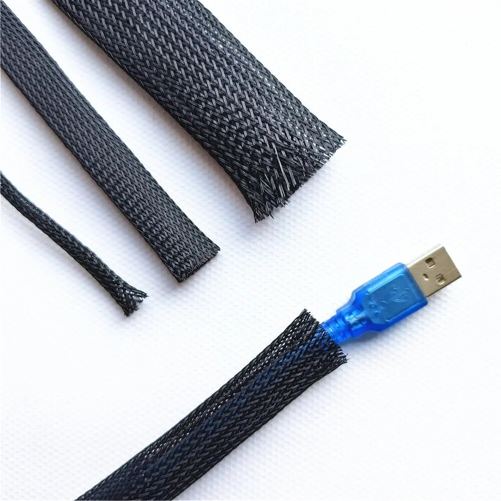 Кабельный рукав Pixiuonline черный ПЭТ 1 метр 12mm, 5M