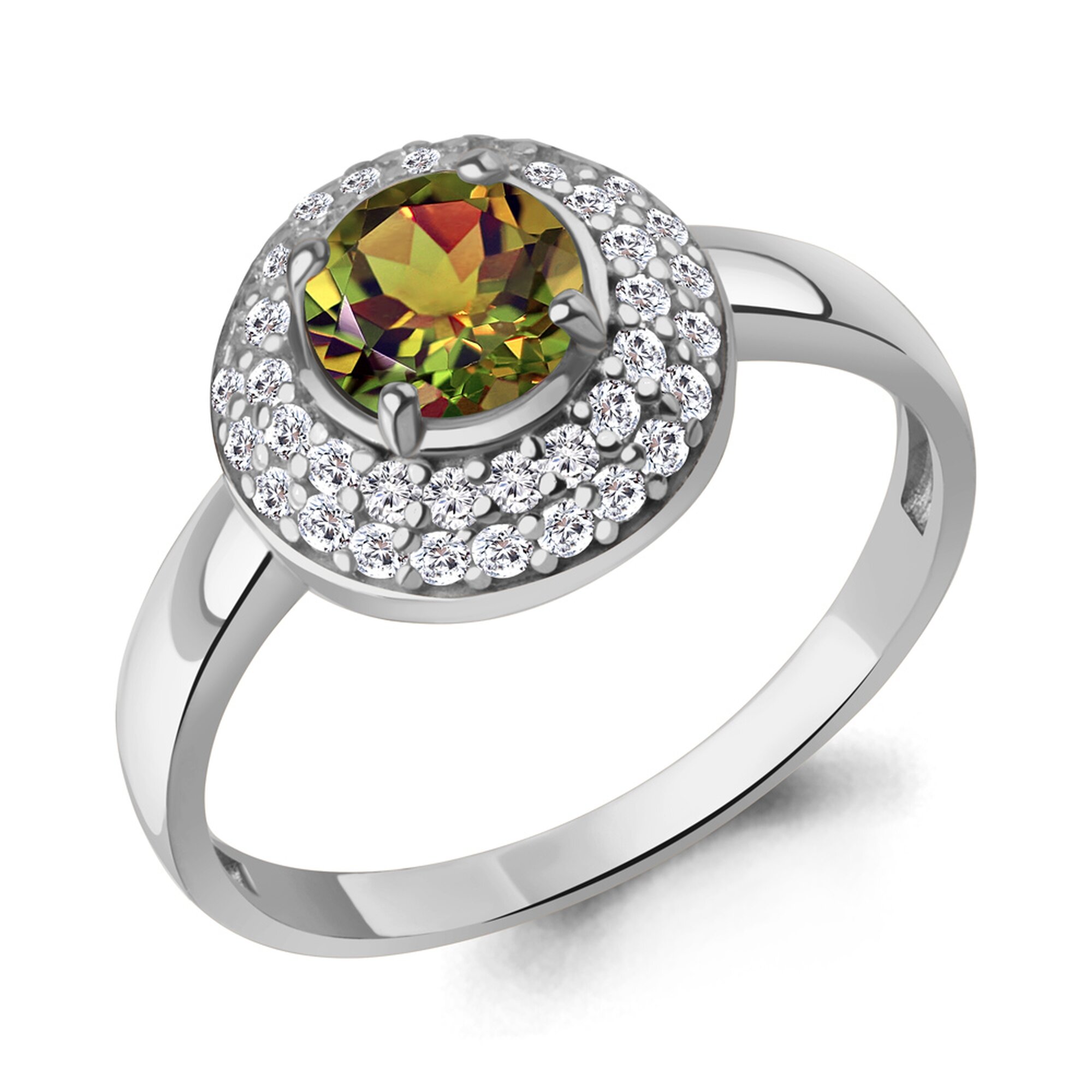 Кольцо, серебро, 925 проба, родирование, султанит, фианит