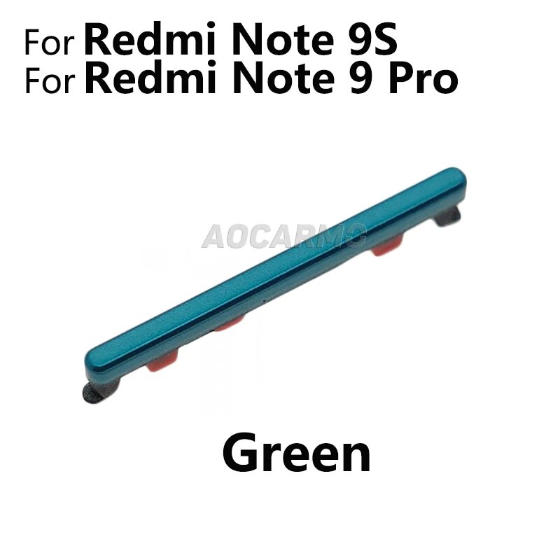 Кнопка громкости Xiaomi Redmi Note 9S/9 Pro, зеленая