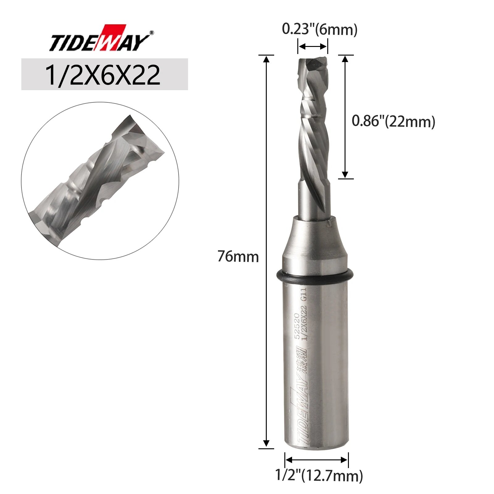 HOZLY TIDEWAY A9 A10 фреза для дерева 1/2 дюйма 2 флейты