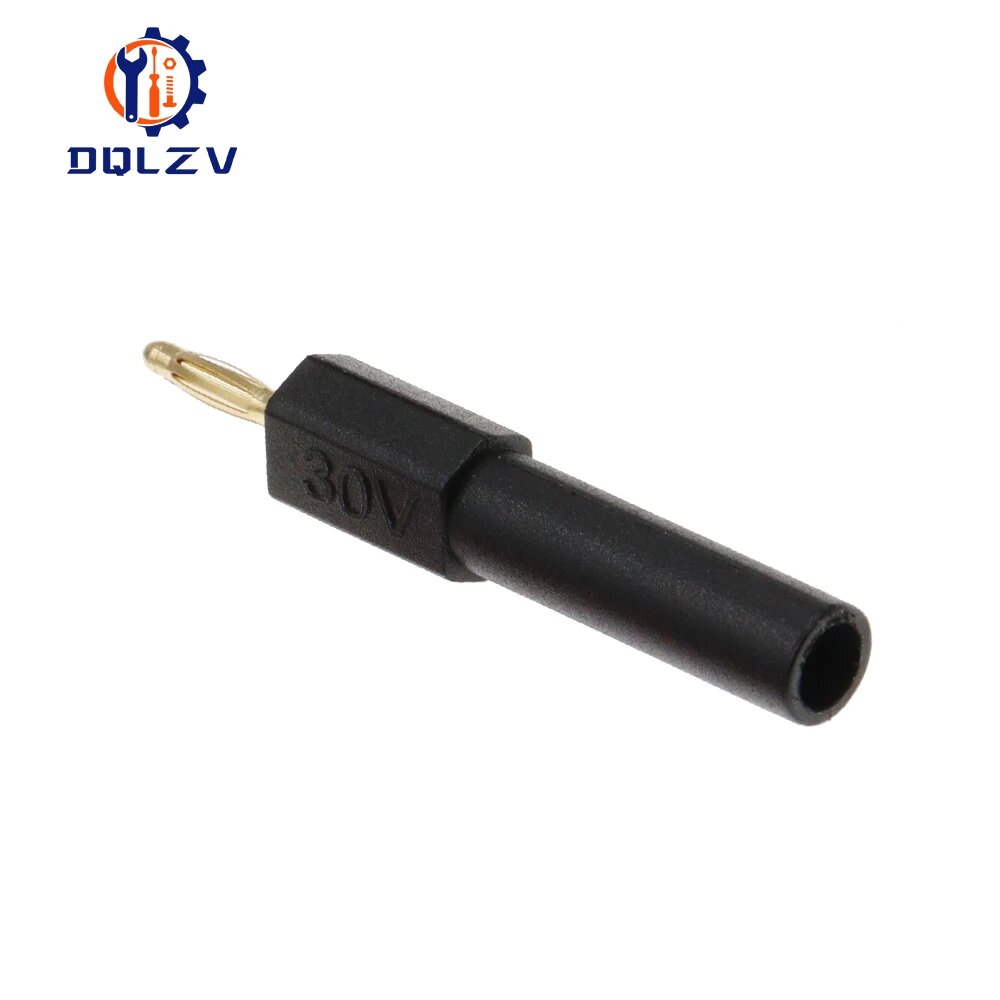 Золотой переходник банановый разъем 2 мм на гнездо 4 мм 4PCS, черный