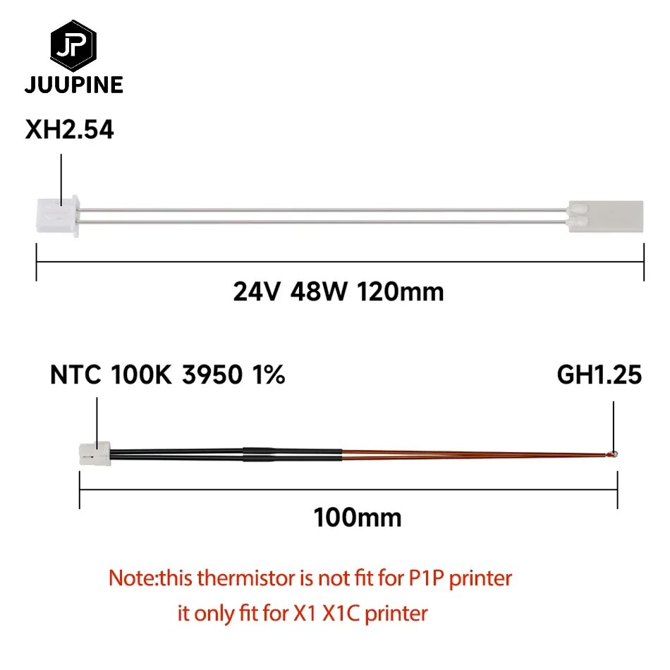Нагреватель термистора JUUPINE XH2.54 24V 48W 120mm NTC 100K 3950