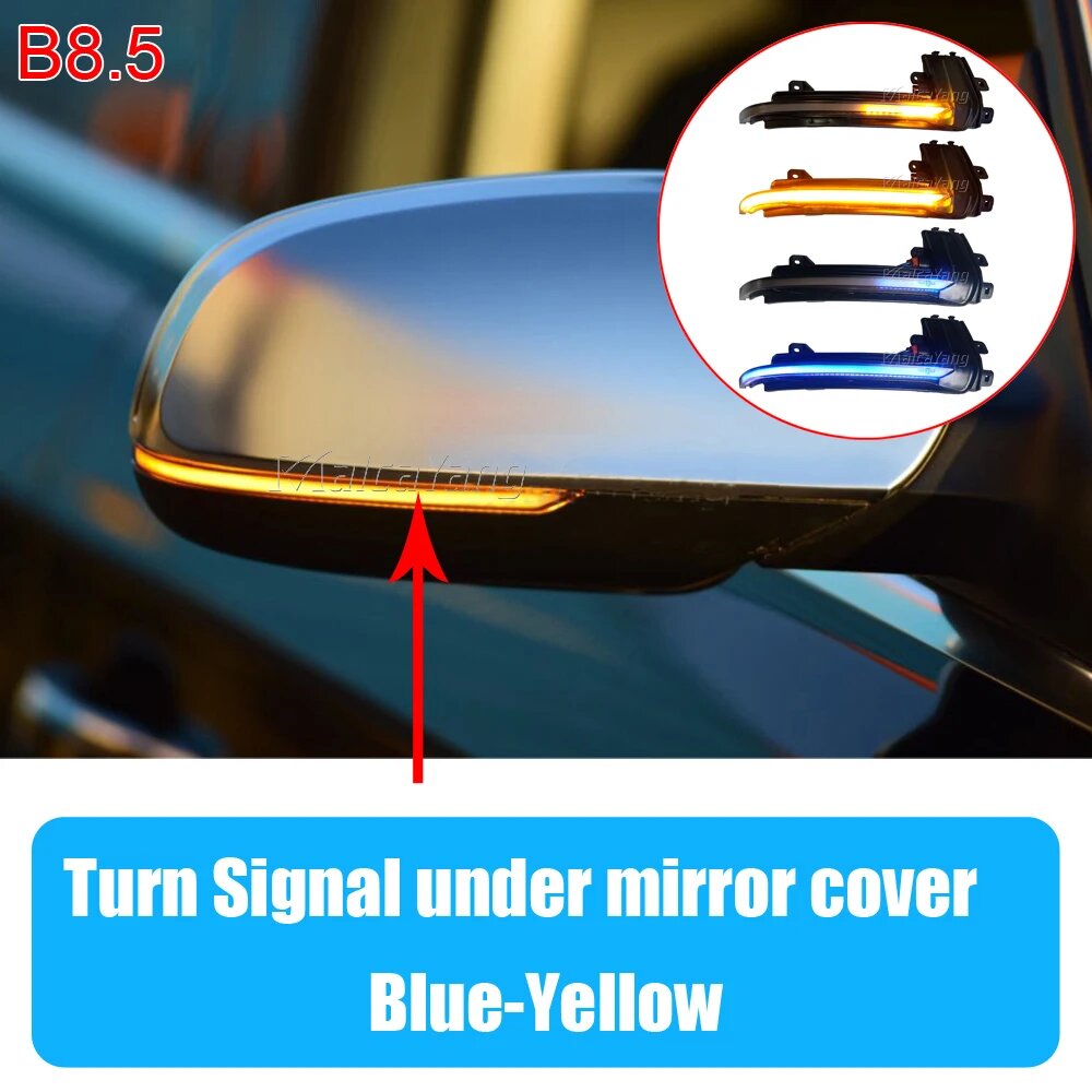 Для Audi A3 8P A4 A5 B8 B8.5 Q3 A6 C6 4F S6 SQ3 A8 D3 8K Динамический индикатор бокового крыла зеркала заднего вида Последовательные мигающие огни B8.5-Blue-Yellow