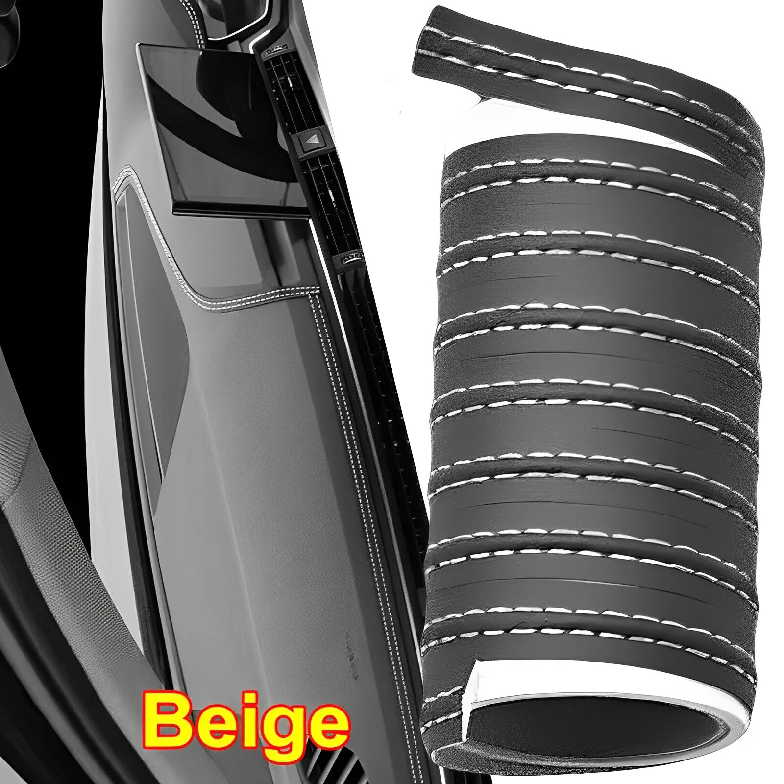 Самоклеящаяся лента из искусственной кожи для приборной панели автомобиля Beige, 50cm