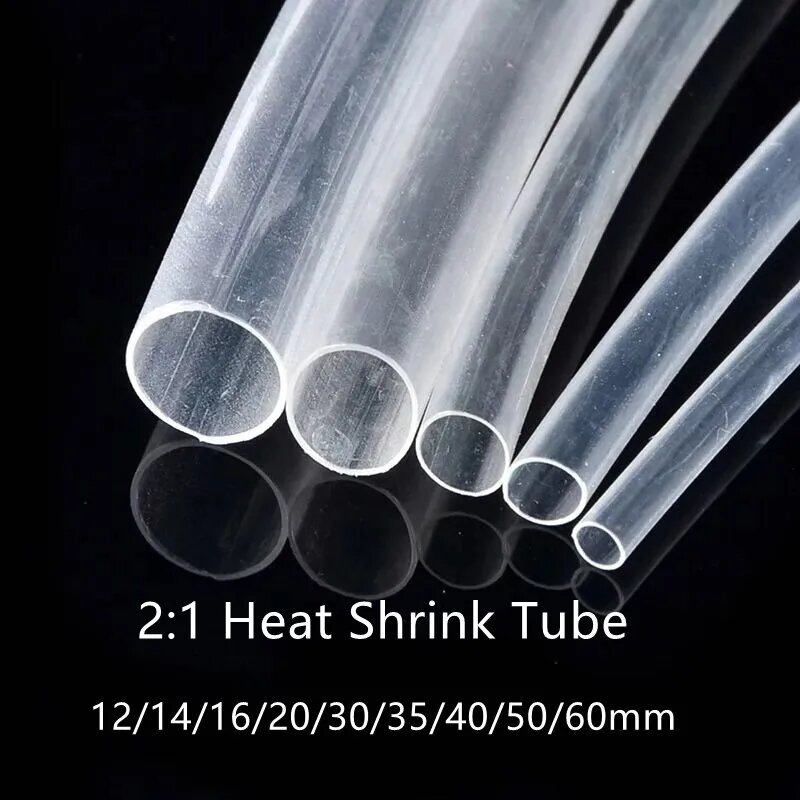 Прозрачная термоусадочная трубка 2:1, 1 метр, 12/14/16/20/30/40/50/60 мм 16mm