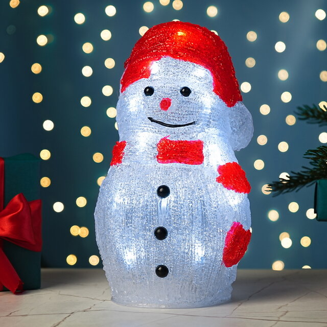 Светящаяся фигура Снеговик Маркус - Snowy Friends 25 см, 20 LED ламп, на батарейках, IP20, Kaemingk, 490942-2