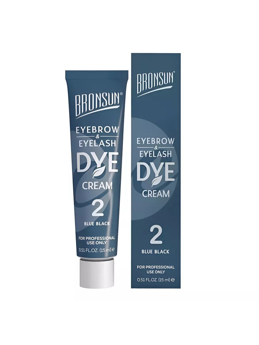 Крем-краска Bronsun, для ресниц и бровей, цвет иссиня-черный №2, 15 мл