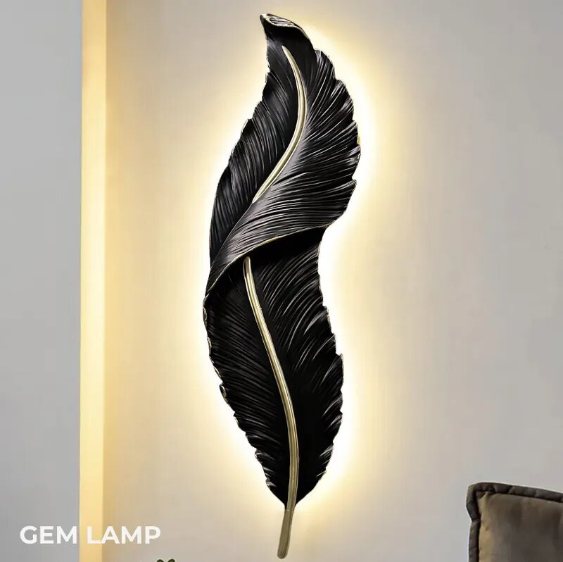 Светильник "Перо", настенный, светодиодный, регулировка цветовой температуры, черный