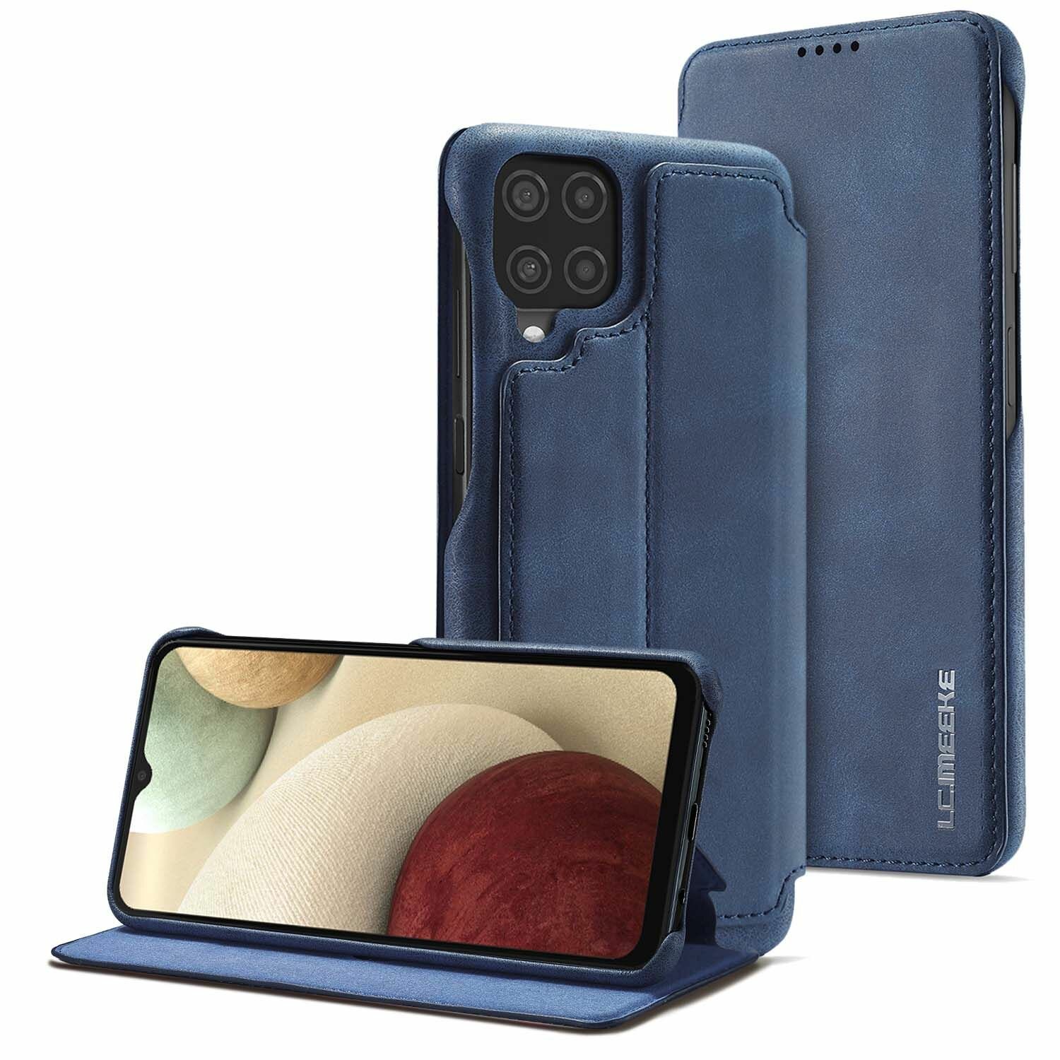 LCIMEEKE Чехол для Samsung Galaxy A12, A125, A127, M12 / Самсунг A12, A125, A127, M12 Стройный Кожаный книжка чехол