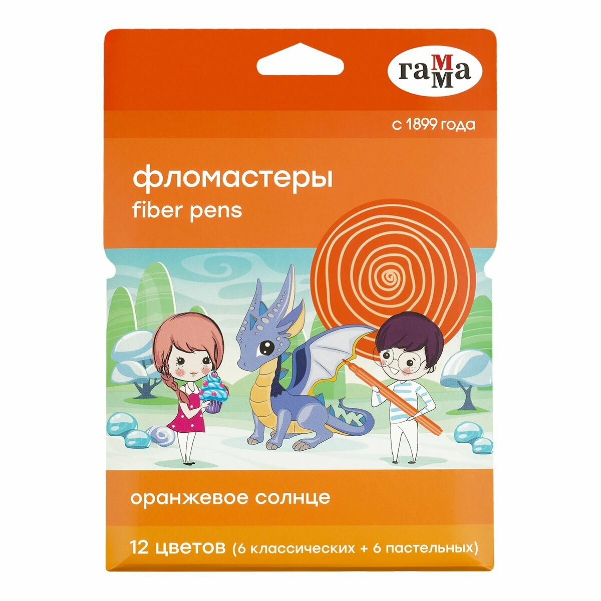 Набор фломастеров 12 цветов Гамма "Оранжевое солнце" (6 обычных + 6 пастельных цветов) 12шт. (08042004), 24 уп.