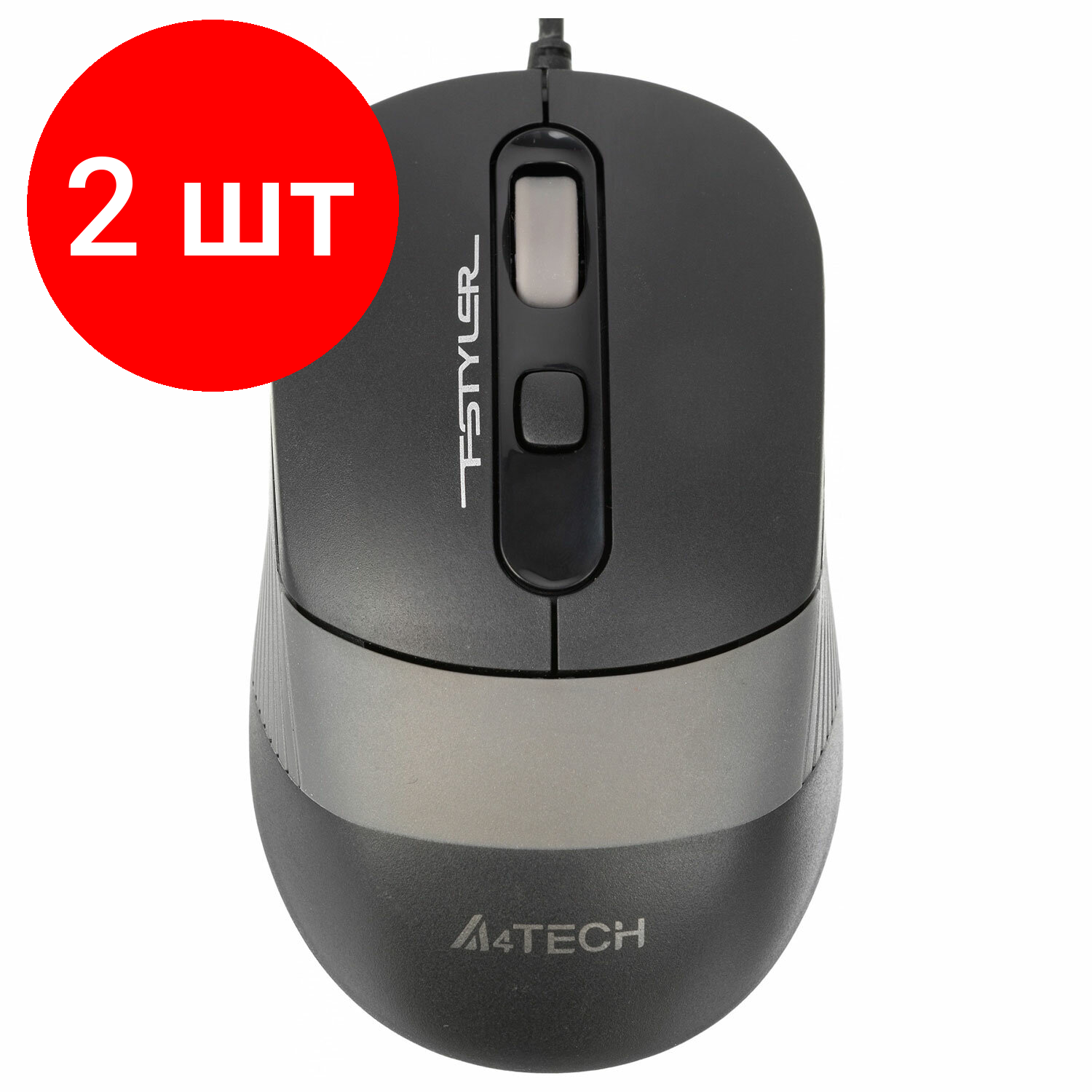 Комплект 2 шт, Мышь проводная A4TECH Fstyler FM10, USB, 3 кнопки+1 колесо-кнопка, оптическая, черная, 1147673