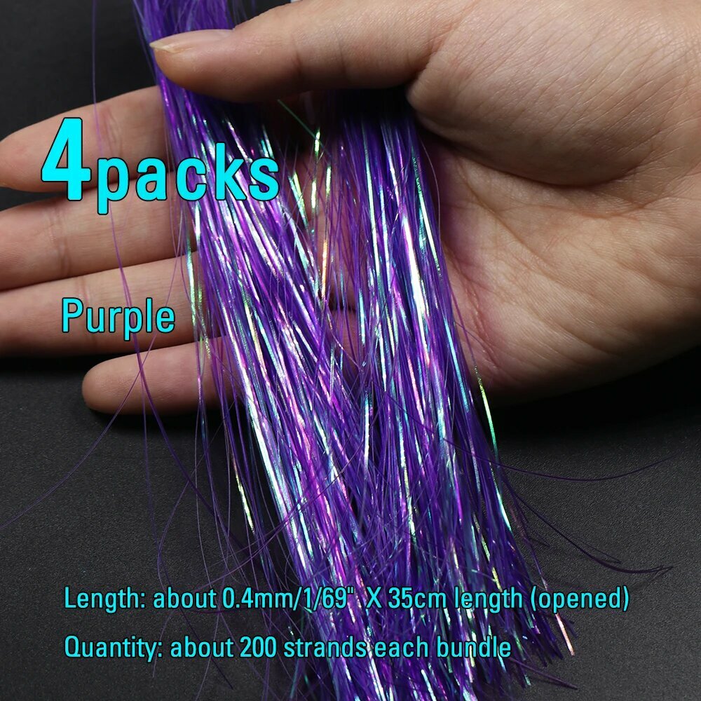 ICERIO Ледяное крыло Плоская мишура для вязания мух Фиолетовый, 4bags purple