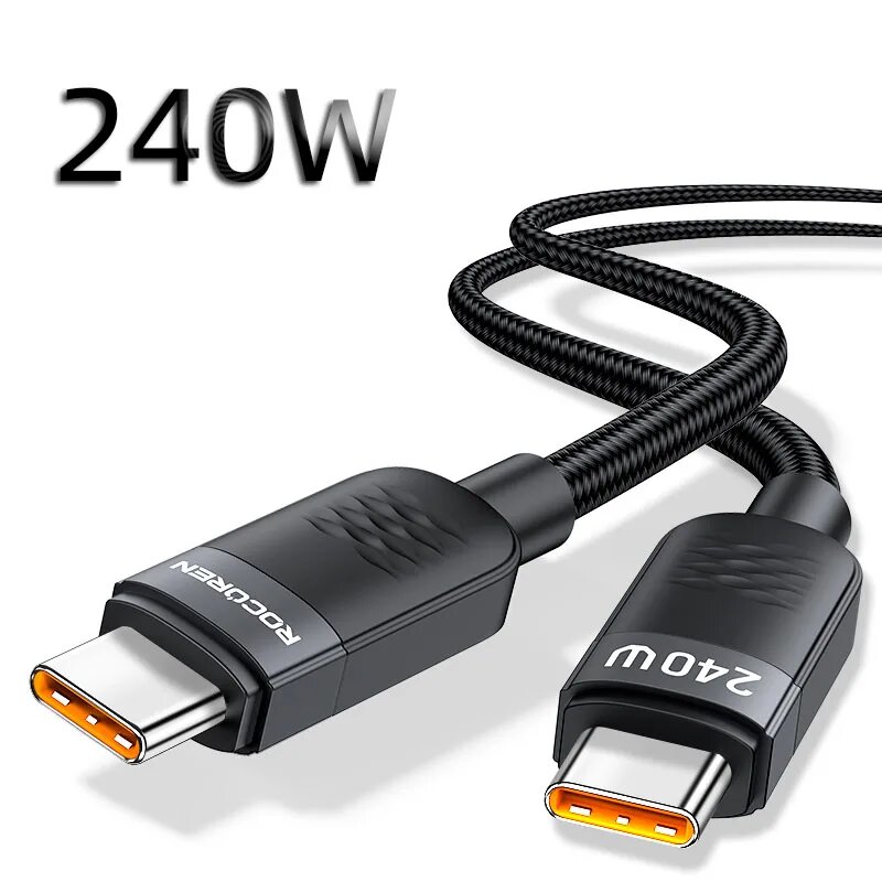 Rocoren USB C-C кабель 1м, 240W, черный