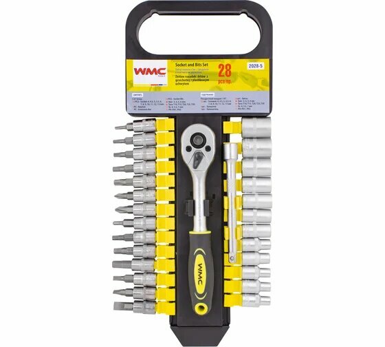 Набор торцевых головок и бит с трещоткой WMC TOOLS 1/4 28 предметов WMC-2028-5(51204)