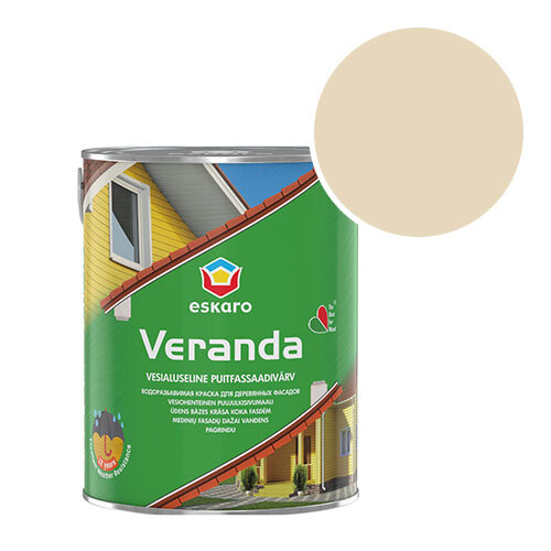 Краска фасадная по дереву Eskaro Veranda масляно-акриловая RAL 1015 (Светлая слоновая кость - Light ivory) 2,85 л