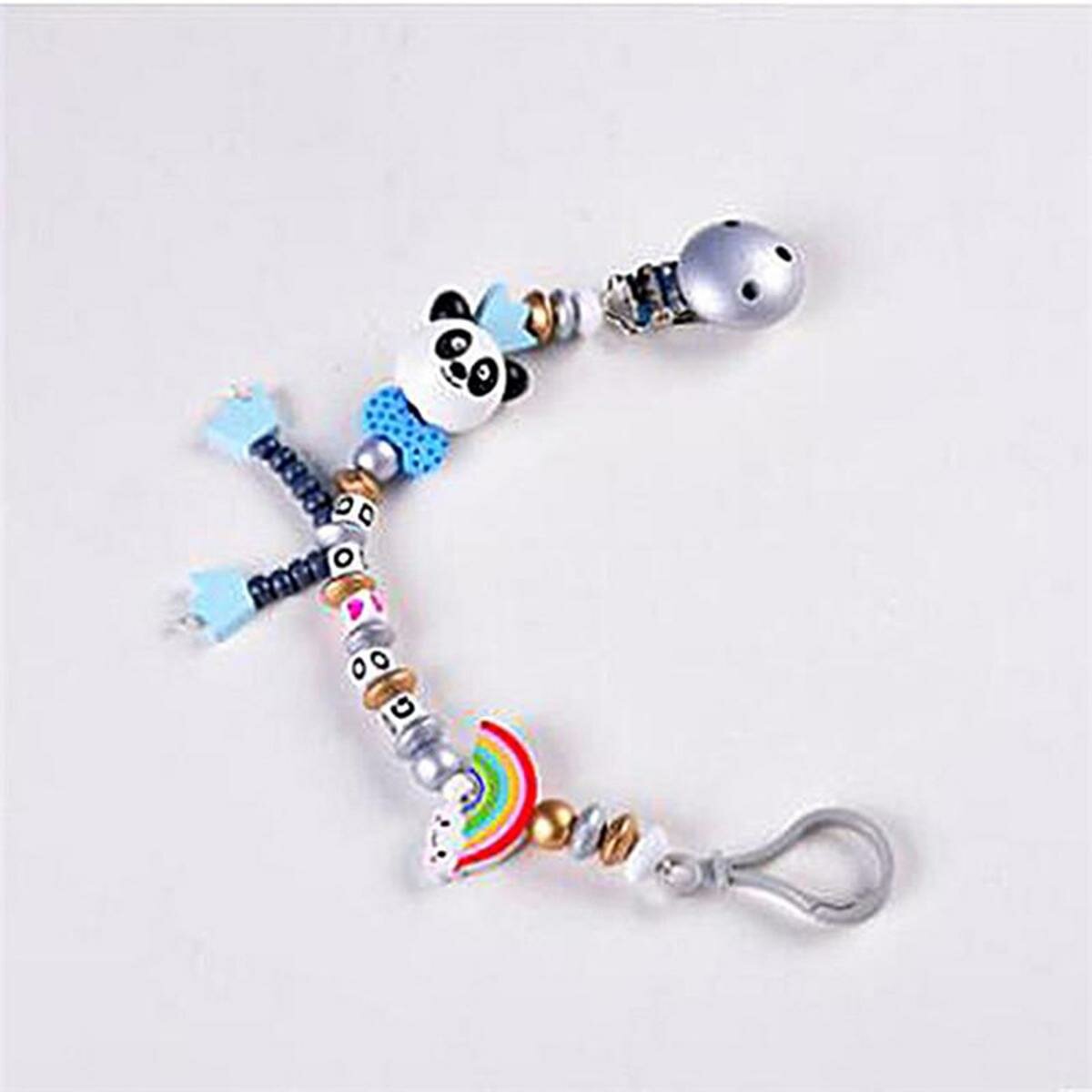 1 шт, новая милая силиконовая соска-прищепка в виде панды, разноцветная радужная цепочка для соски-пустышки для ребенка, прорезывающегося зубами, детская игрушка для жевания