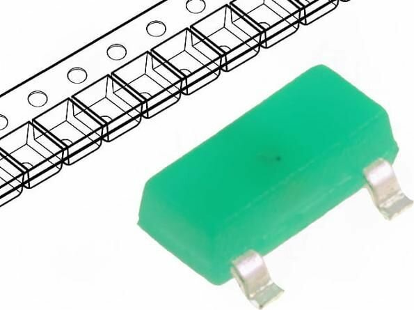 Светодиод KINGBRIGHT KM-23SGD-F LED SMD SOT23 зеленый 2,6 до 8мкд 3x1,3x1,05мм 140 град. 2,2 до 2,5В 1шт