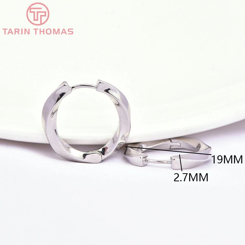 Латунные круглые серьги-кольца 24К золотой цвет TARIN THOMAS 7475-Platinum Color