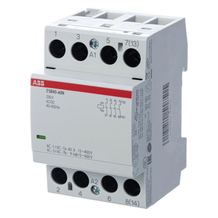 Контактор ABB ESB 40-40N-06 модульный 40А АС-1, 4НО, катушка 230В AC/DC 1SAE341111R0640
