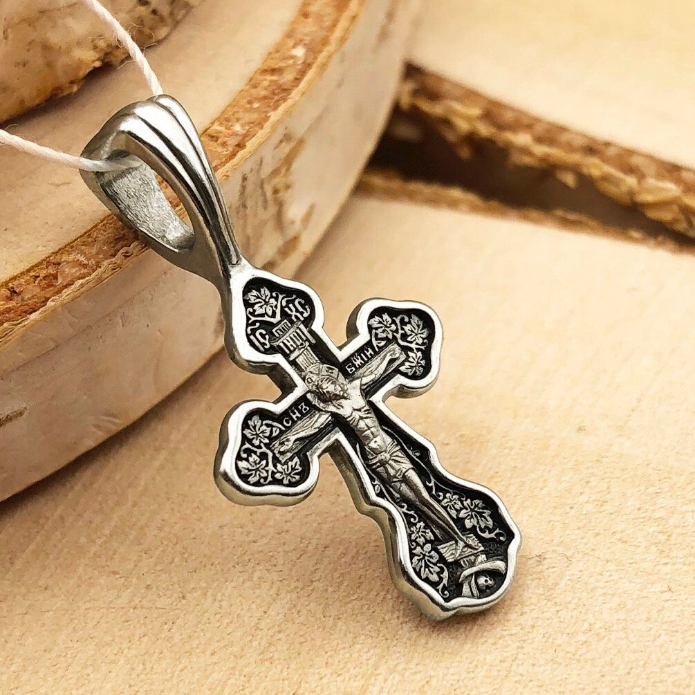 Крестик, серебро, 925 проба, чернение, оксидирование