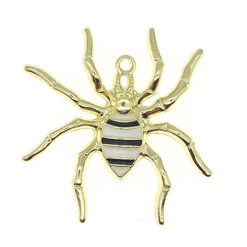 Металлические подвески-пауки XL Enamel, 10 шт. Enamel gold