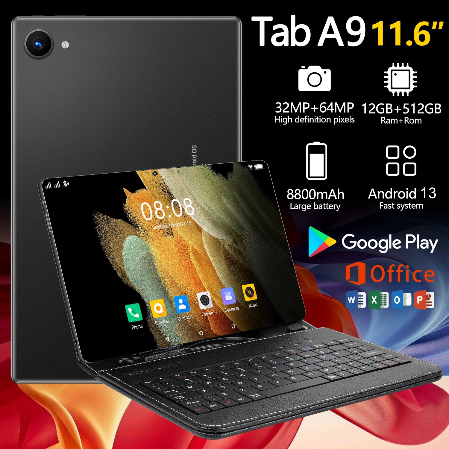 Детский планшетный компьютер Alldocube Tab A9, экран 11,6", Android 13 16GB/1024GB