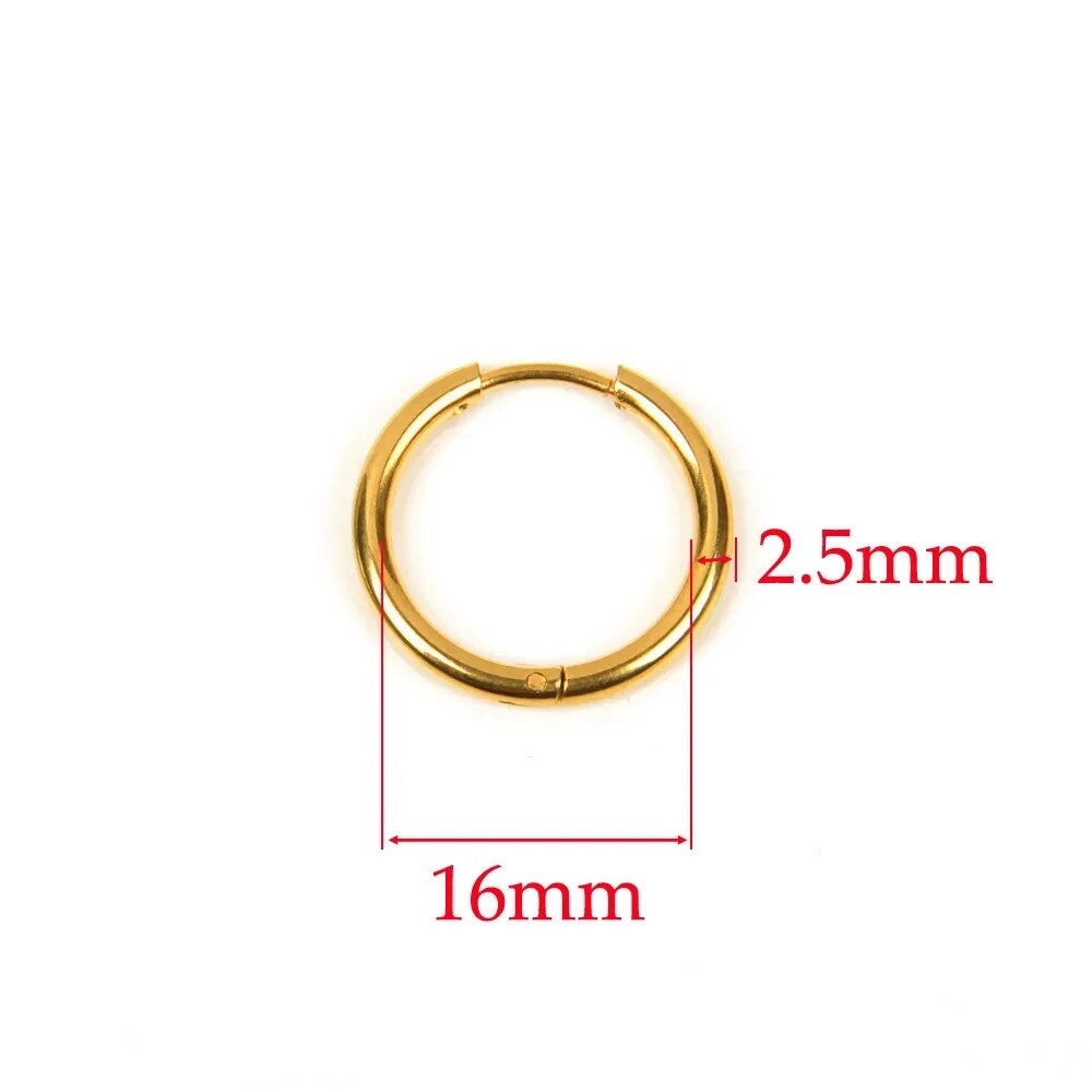 Серьги-кольца золотые 16 мм, 2.5 мм, EQ-011-Gold-2.5x16