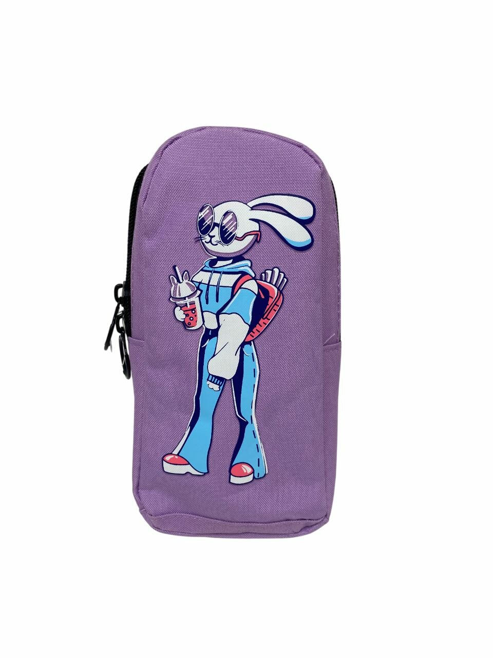 Пенал 9,5x20,5x4,5см, полиэстер, молния, стильная зайка 59726