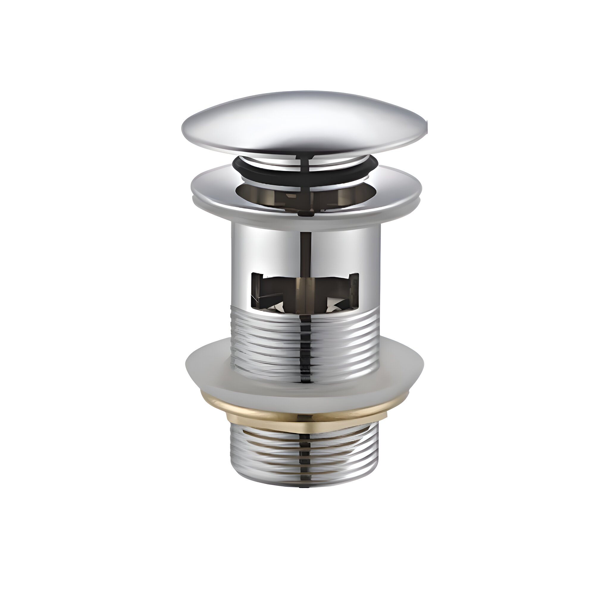 Донный клапан VIEIR VER22A, с переливом, автоматический, латунь, 1 отводы, серебристый