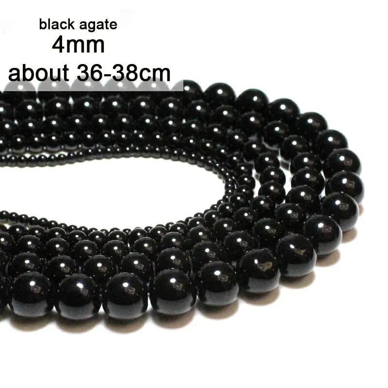 Натуральные бусины LUOMAN XIARI: черный камень, агат, оникс, турмалин, разные 4mm round agate