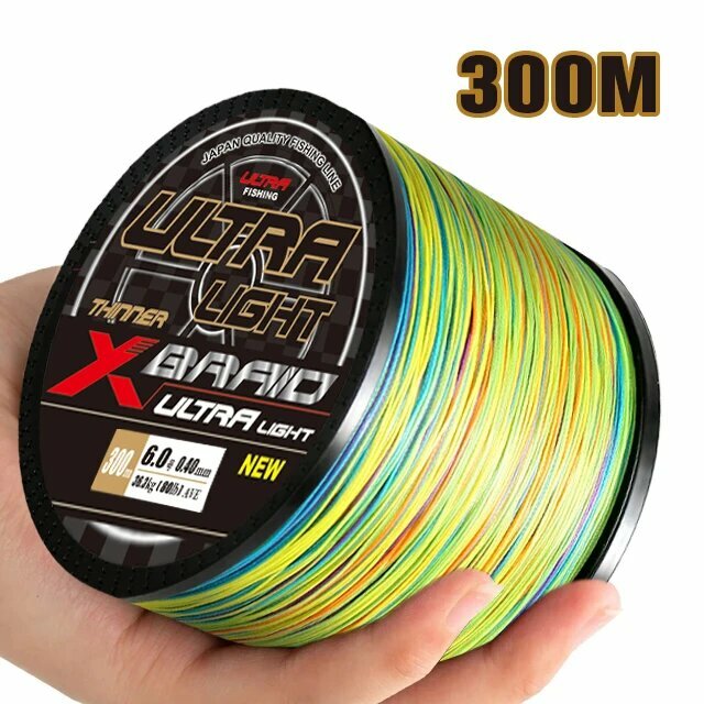 ZUKIBO ULTRA LIGHT 8-прядная красная плетеная леска 0.10mm-12LB-5.5KG, 300M Multicolor