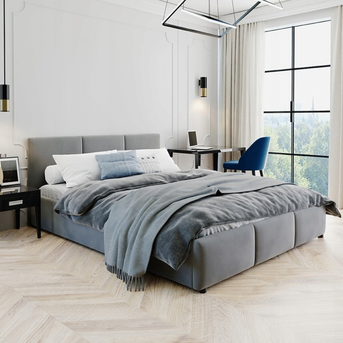 Кровать Соул, 120*200 см, серая, мягкое изголовье, Крона Мебель