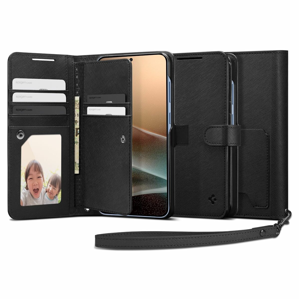 Чехол Spigen на Samsung Galaxy S25 Plus (ACS09125) Wallet S / Спиген для Галакси С25 Плюс книжка, противоударный, с защитой камеры, черный