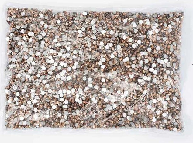 Стразы для дизайна ногтей Nailsworld, хрустальное стекло, плоская ss6 14400pcs, Желтый, Rose Gold