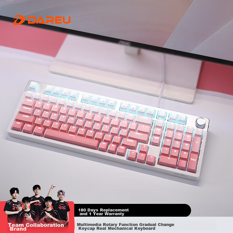 DAREU EK815pro Механическая игровая клавиатура 98-клавишная раскладка с мультимедийным регулятором и градиентными