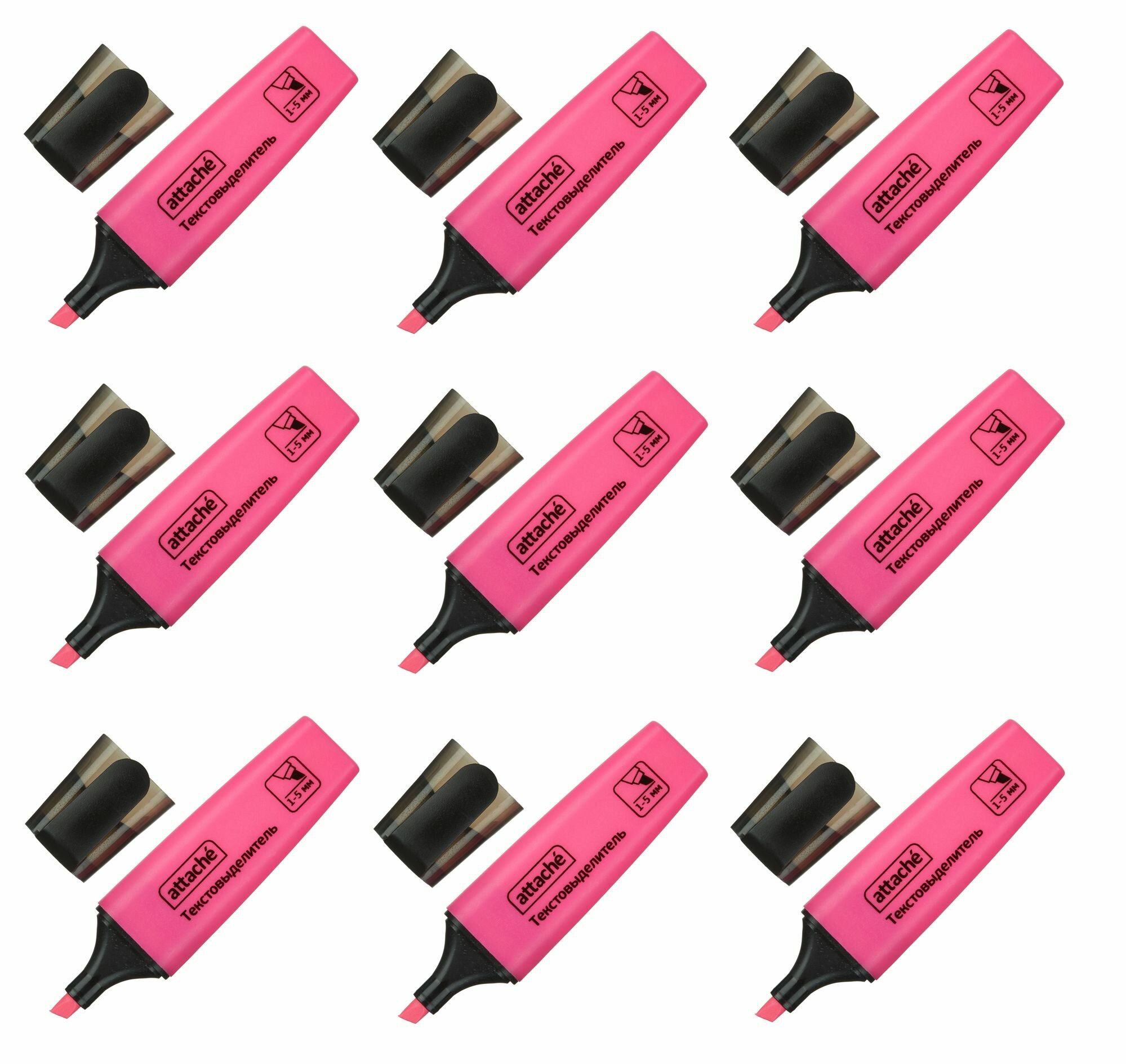 Attache Маркер текстовыделитель Colored, 1-5 мм, розовый, 9 уп.